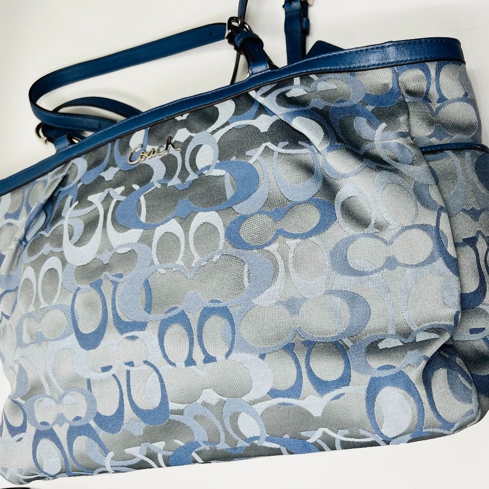 Coach Blue Optic Signature Canvas Gallery Tote Handbag - Gem